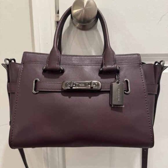 Coach | Bags | Coach Swagger 27 Oxblood Black Leather Satchel New With ...